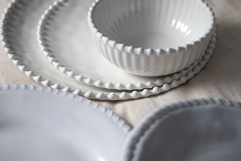 Beaded Pearl 11 inch Melamine Dinner Plate | Set of 6 | Merritt Designs